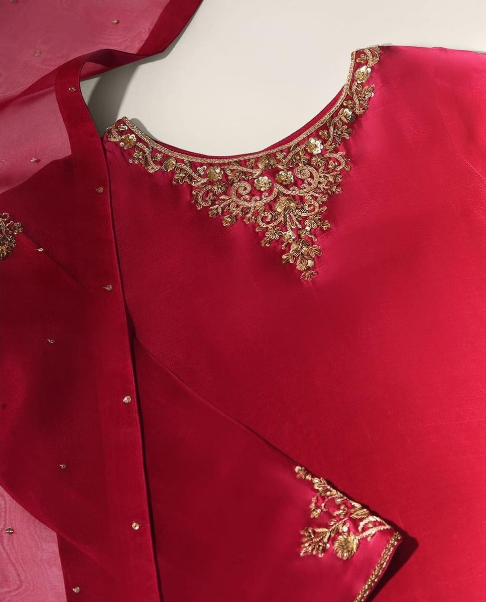 SUMMER WEAR SEERA RED- HEMEL SILK – Wear Again